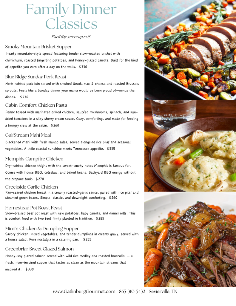 Cabin Catering Menu - Gatlinburg Gourmet